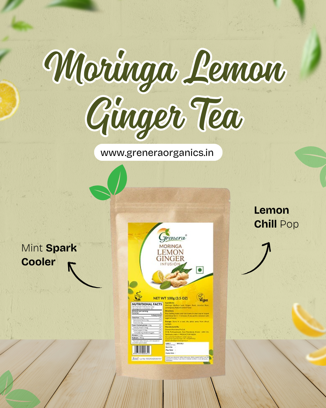 Moringa Lemon Ginger Tea – A Cup of Zesty Goodness – greneraindia
