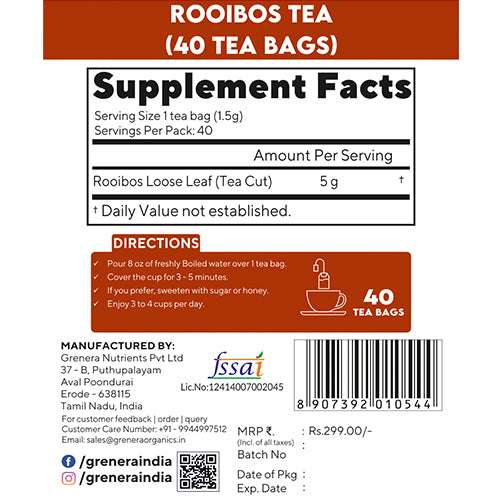 South Aftrican Rooibos Tea Bag, Red Tea for Healthy Living – greneraindia